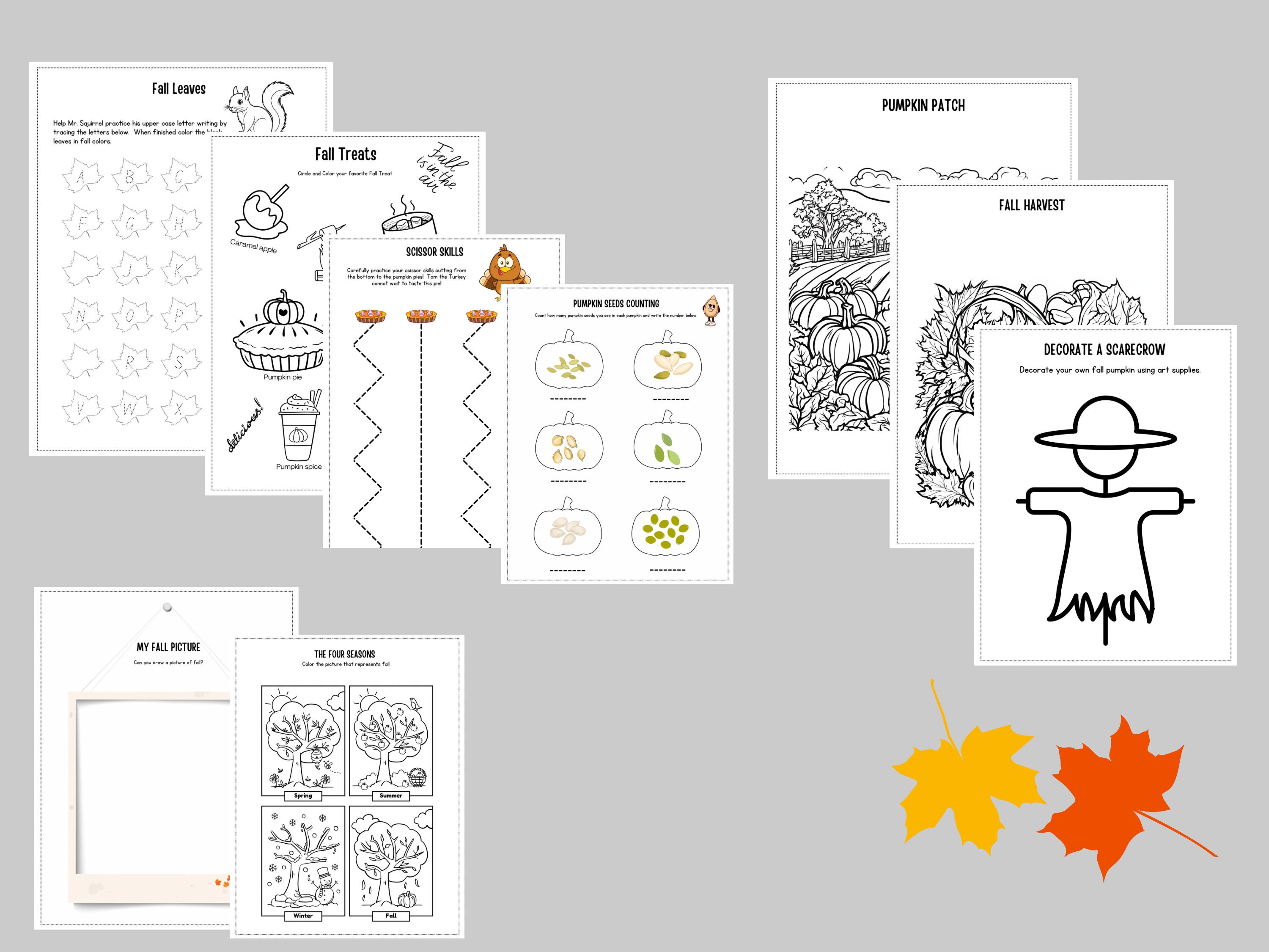 45 Fall Printable Activity Pages for Preschool and Kindergarten ...