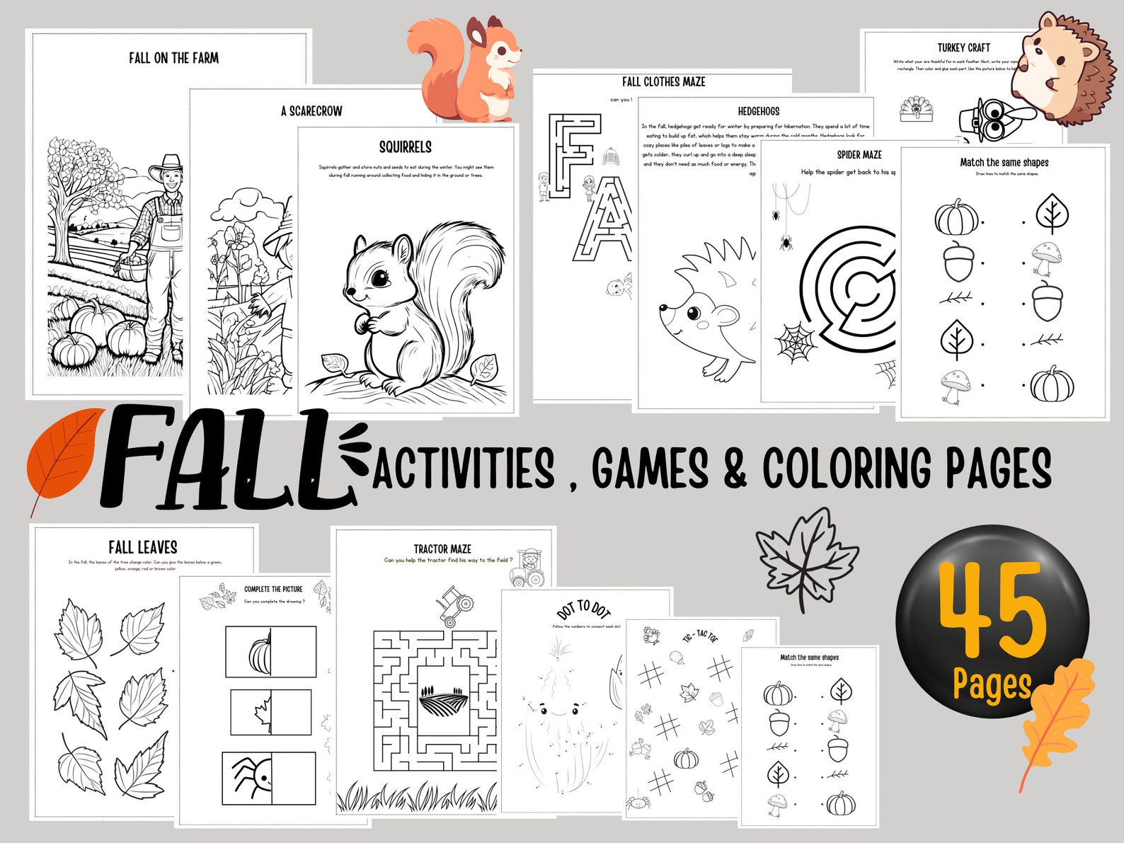 45 Fall Printable Activity Pages for Preschool and Kindergarten ...