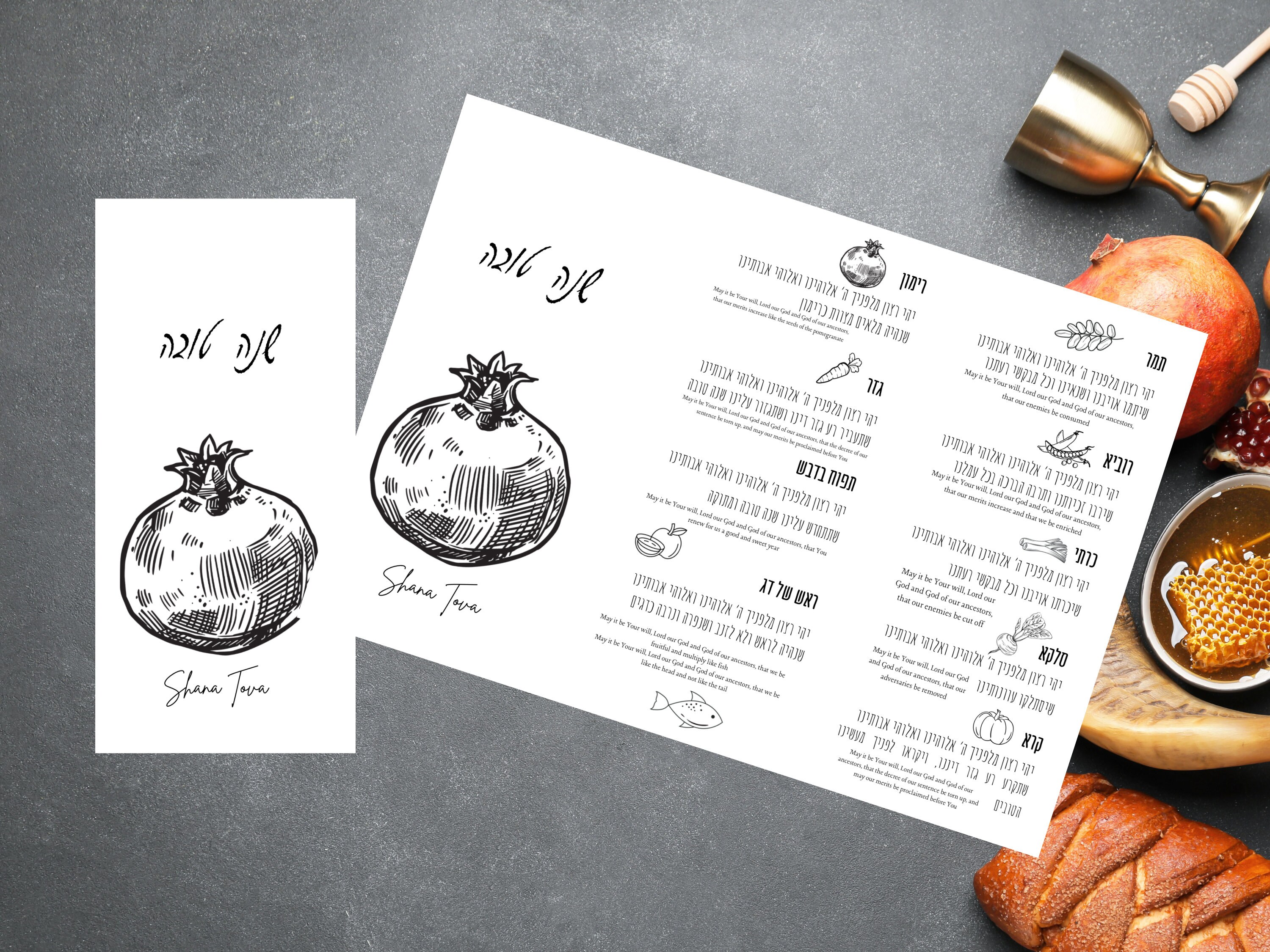 Rosh Hashana Table Printables Set | Rosh Hashana Simanim |includes Kids ...