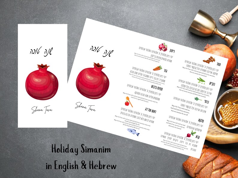 Rosh Hashana Table Printables Set | Rosh Hashana Simanim |includes Kids ...
