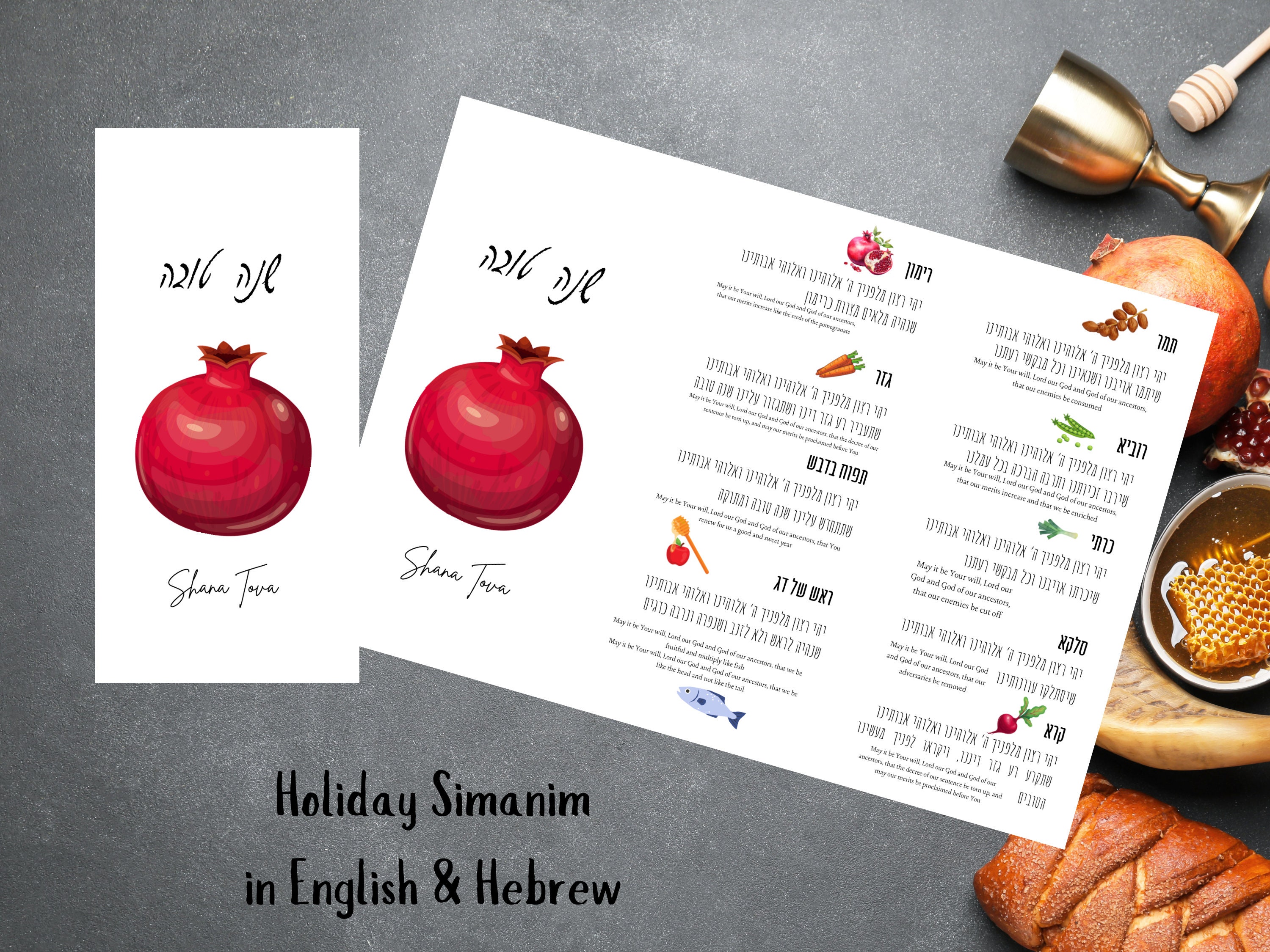 Rosh Hashana Table Printables Set | Rosh Hashana Simanim |includes Kids ...