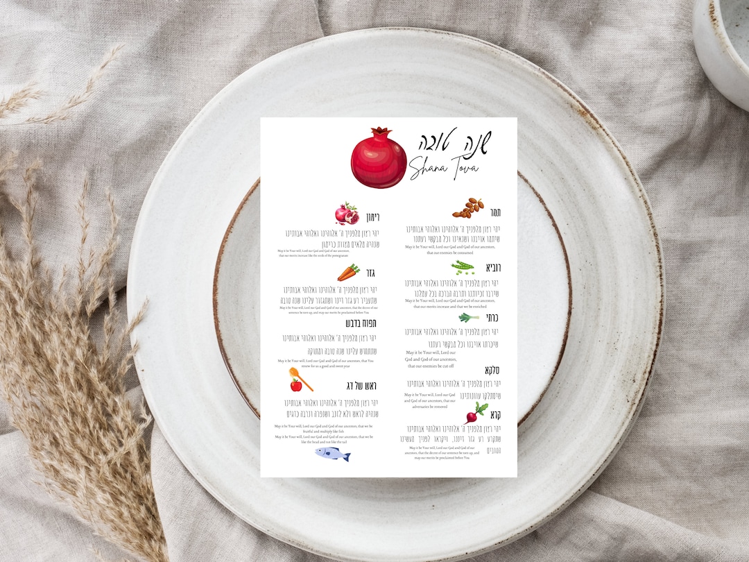 Rosh Hashana Table Printable | Rosh Hashana Simanim | Blessing Page for ...