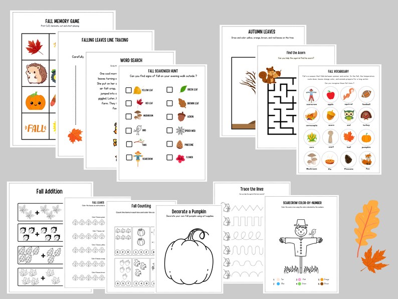 45 Fall Printable Activity Pages for Preschool and Kindergarten ...