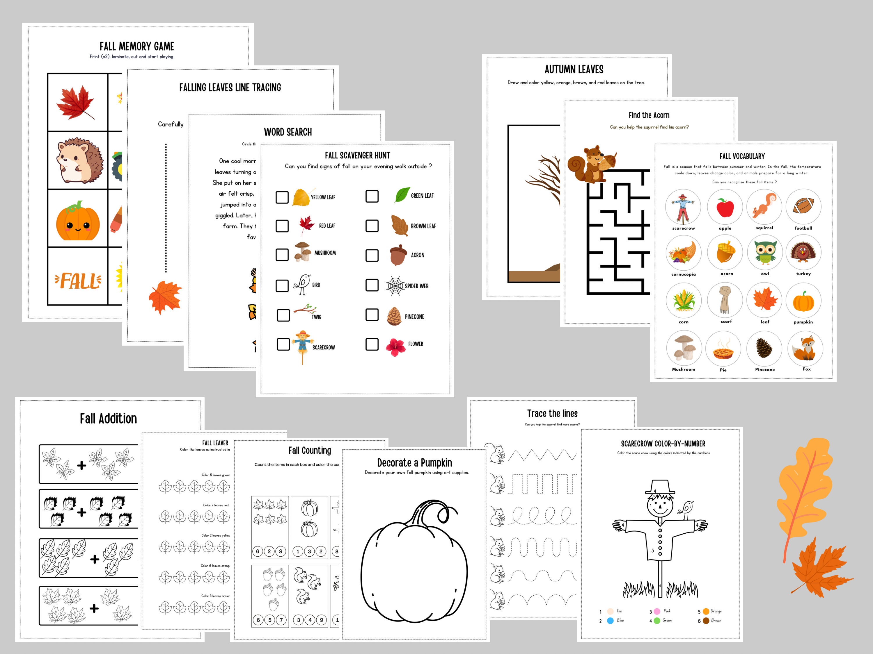 45 Fall Printable Activity Pages for Preschool and Kindergarten ...