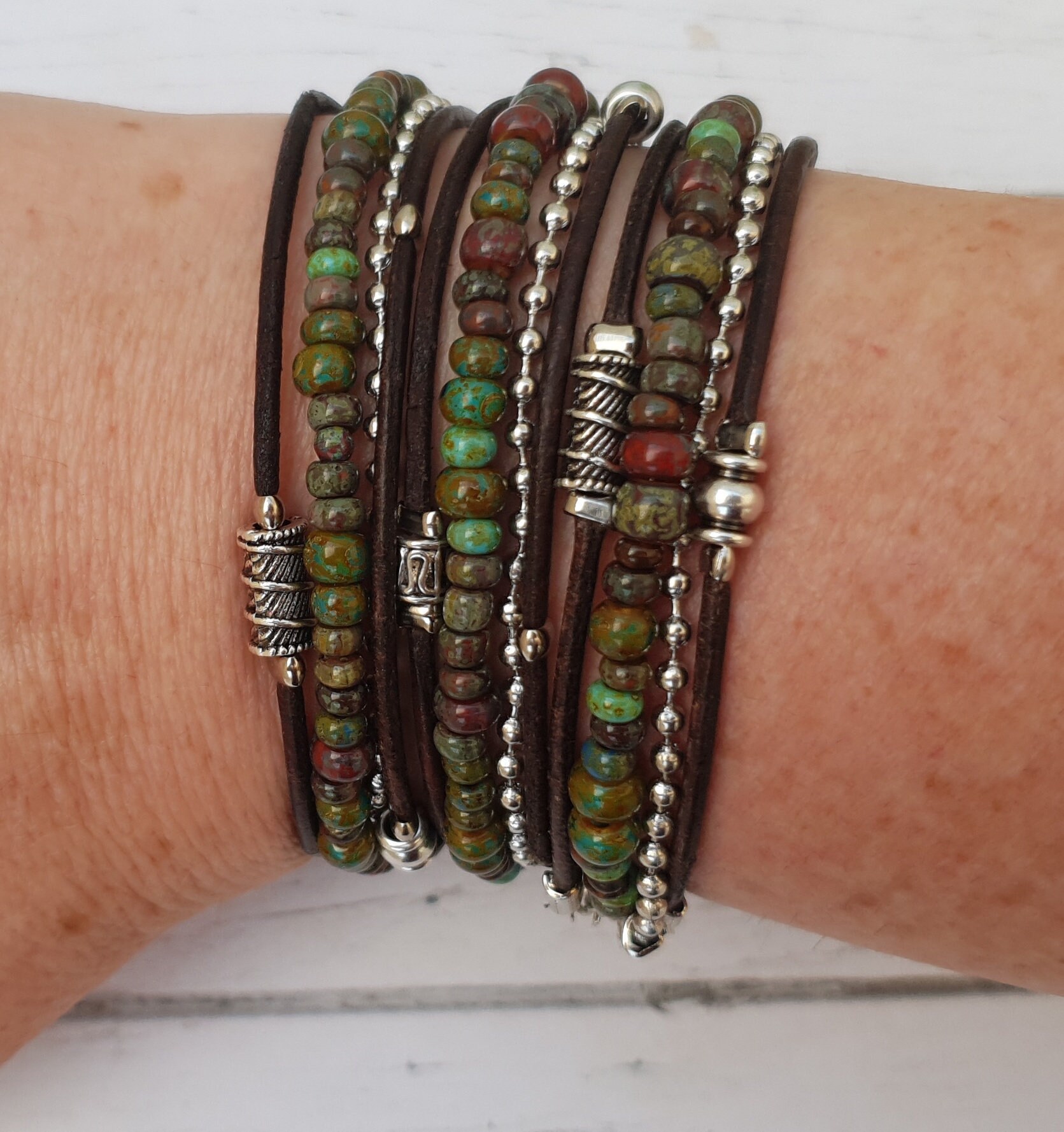 Womens Wrap Bracelet Leather Wrap Bangle Chunky Leather | Etsy