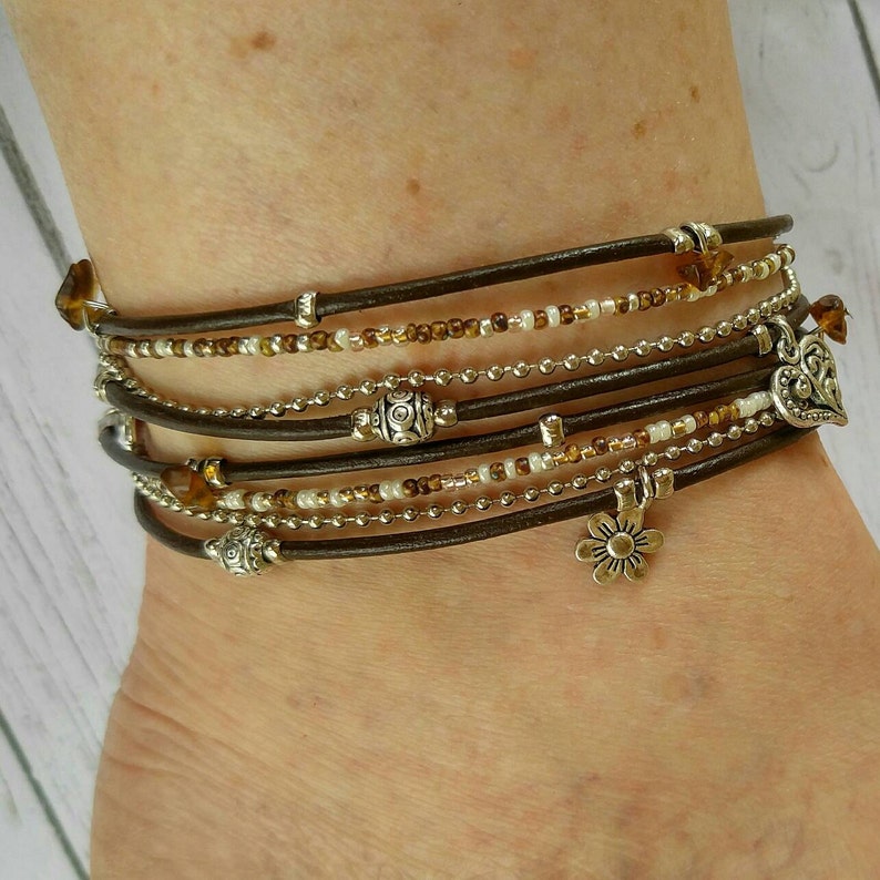 Double Wrap Anklet Boho Ankle Bracelet Wrap Ankle Bracelet - Etsy