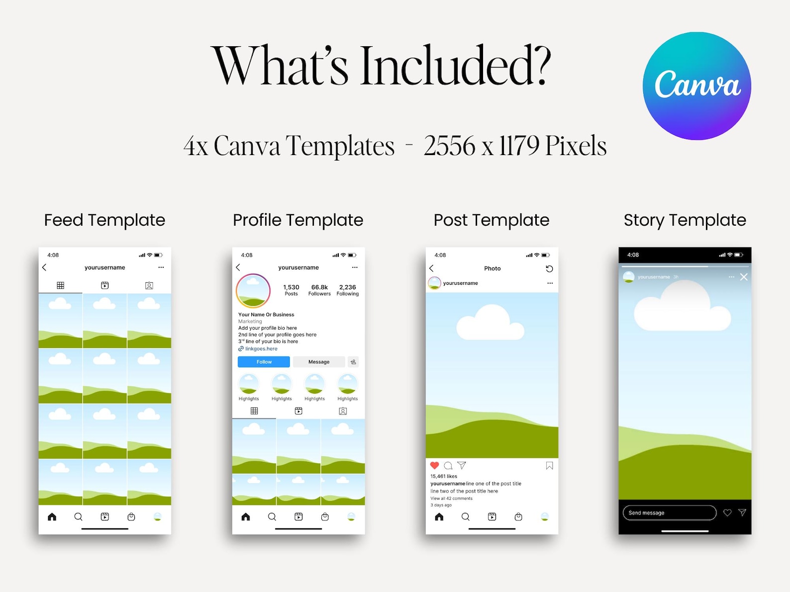 Instagram Profile Feed Canva Mockup Template | IG Story Stories Post ...