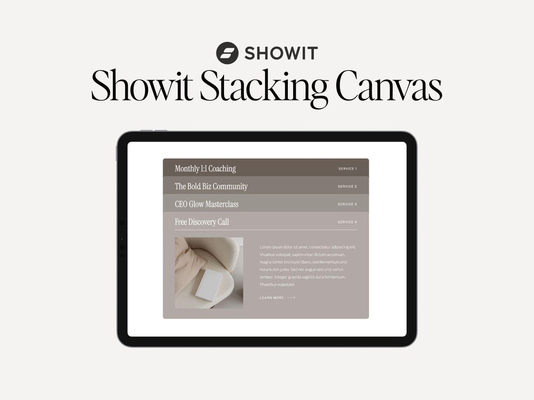 Showit Stacking Canvas Add on | Premium Showit Website Template ...