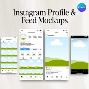 Instagram Profile Feed Canva Mockup Template | IG Story Stories Post ...