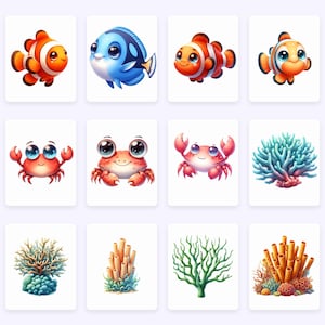 Cute Sea Animals Clipart, Underwater Animals, Animal Nursery, Cute ...