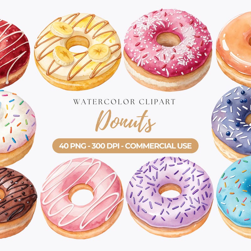 Donut Printable Clipart - Etsy