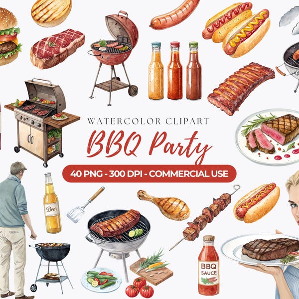 Summer Bbq Clipart - Etsy