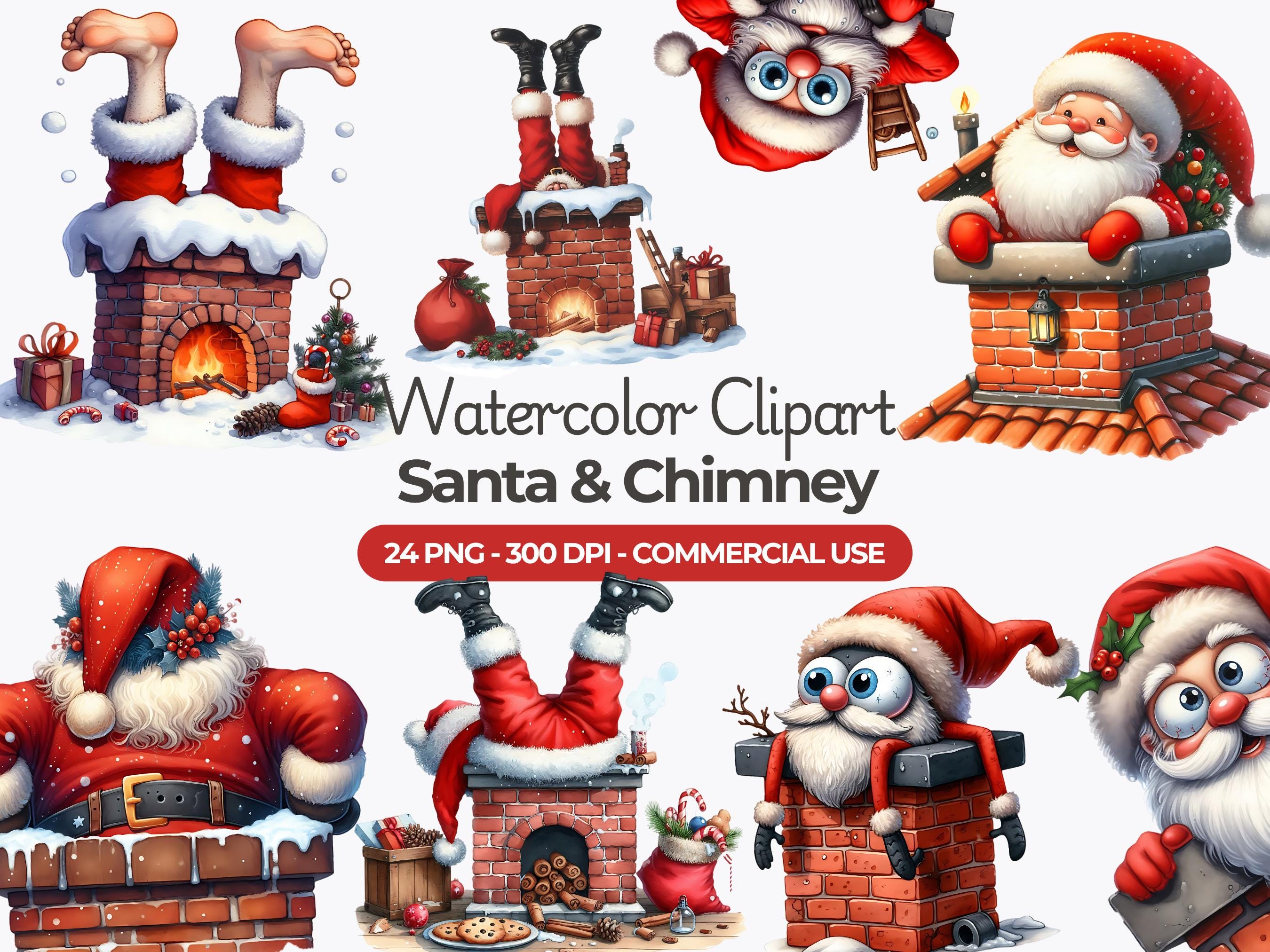 Santa Stuck in Chimney Clipart, Santa Stuck up the Chimney, Santa ...