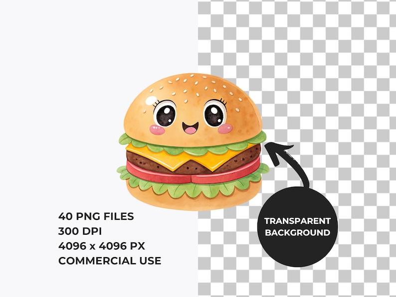 Kawaii Fast Food Clipart, Cute Food PNG, Commercial Use - Etsy
