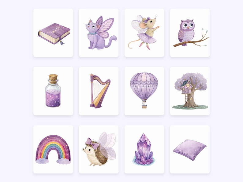 Clipart de hada morada en acuarela, hada morada PNG, jardín mágico ...