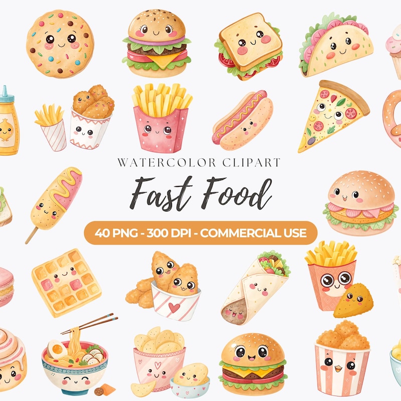 Kawaii Food Clipart - Etsy