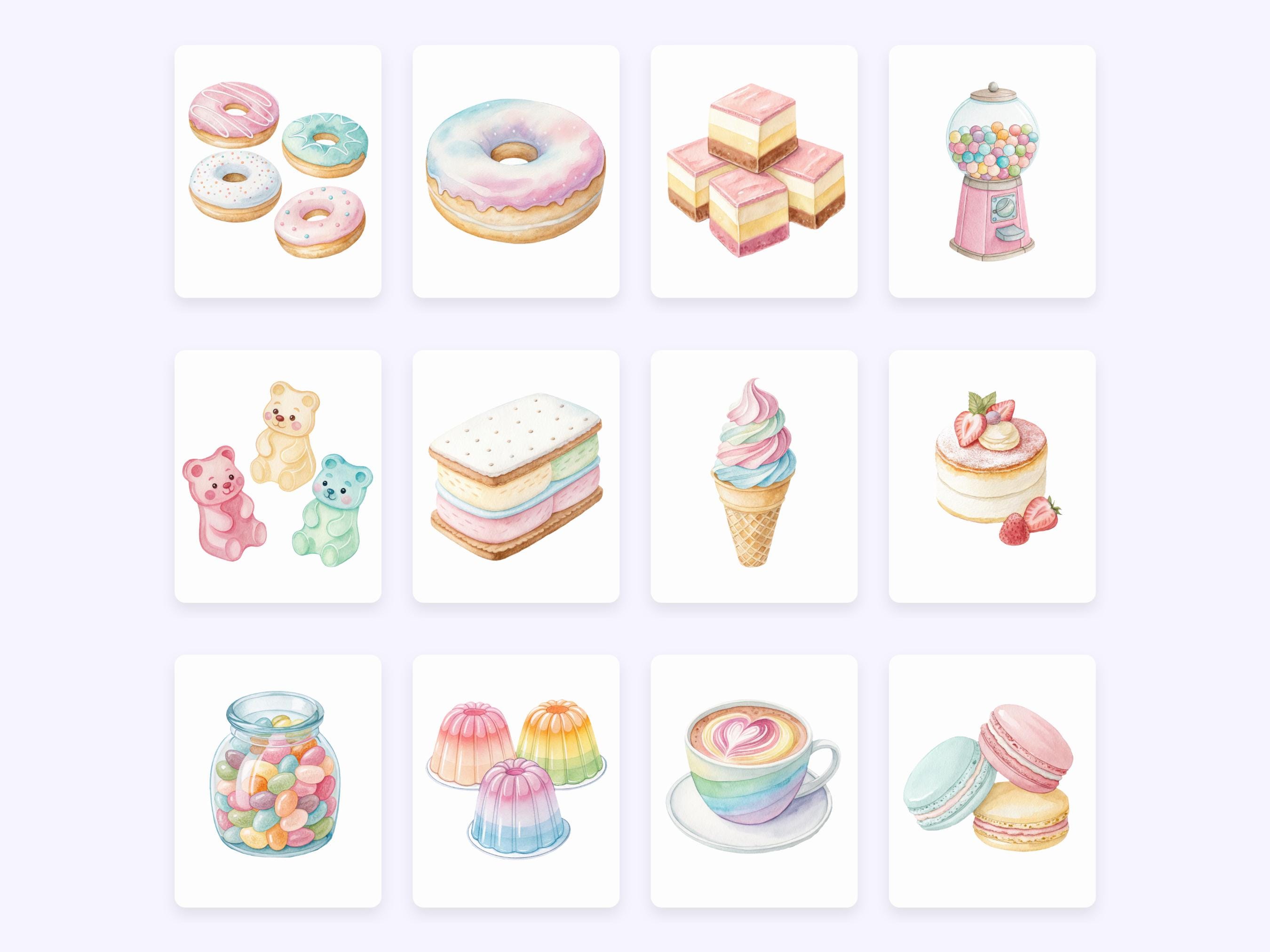 Pastel Sweets Clipart Bundle, Sweet Treats PNG, Treats Clipart, Cupcake ...