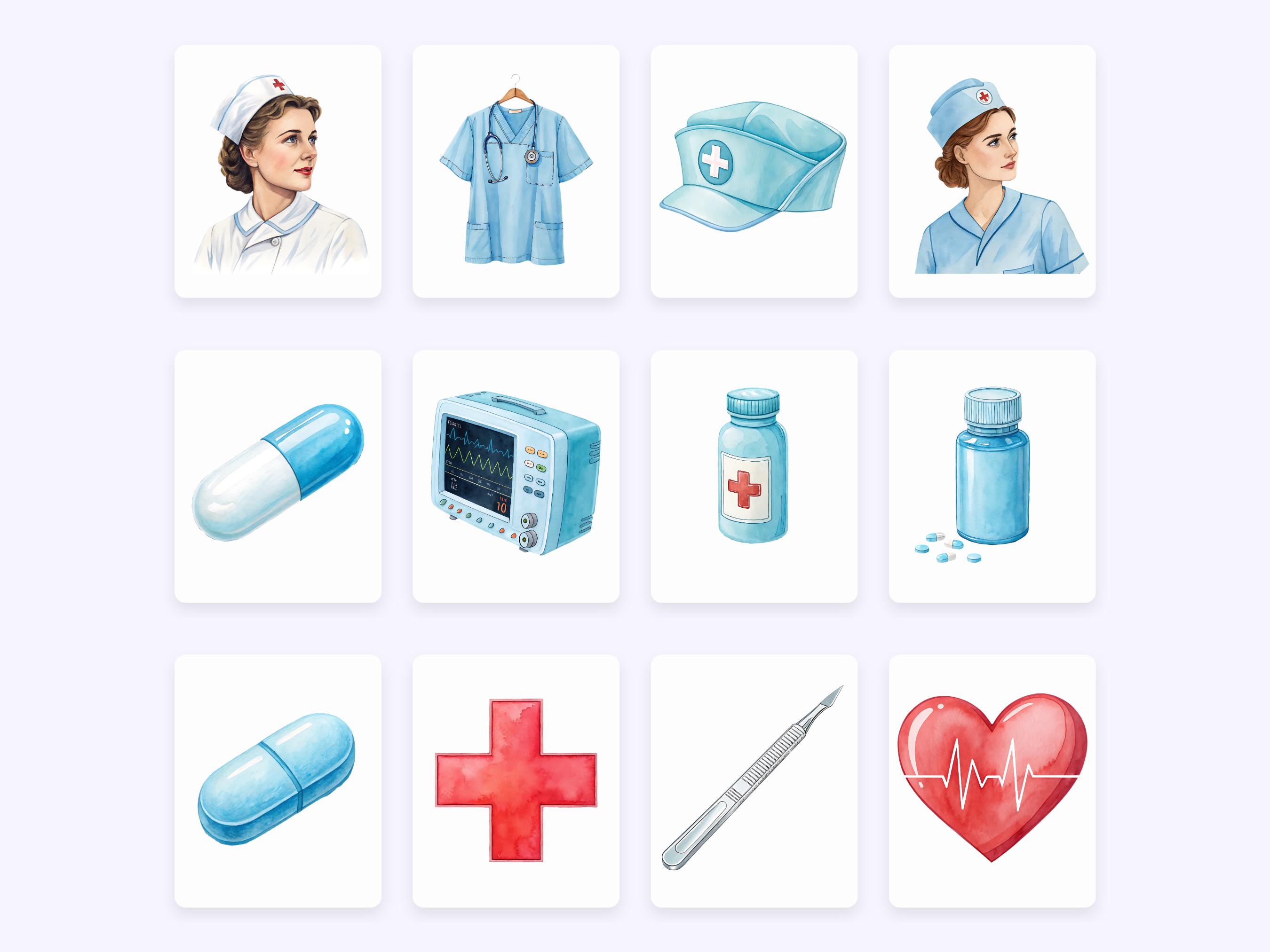 Watercolor Medical Clipart, Healthcare PNG, Nurse Clipart, Doctor ...