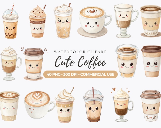 Kawaii Coffee Clipart, Cute Coffee Clipart, Cute Drinks Clipart, Cute ...