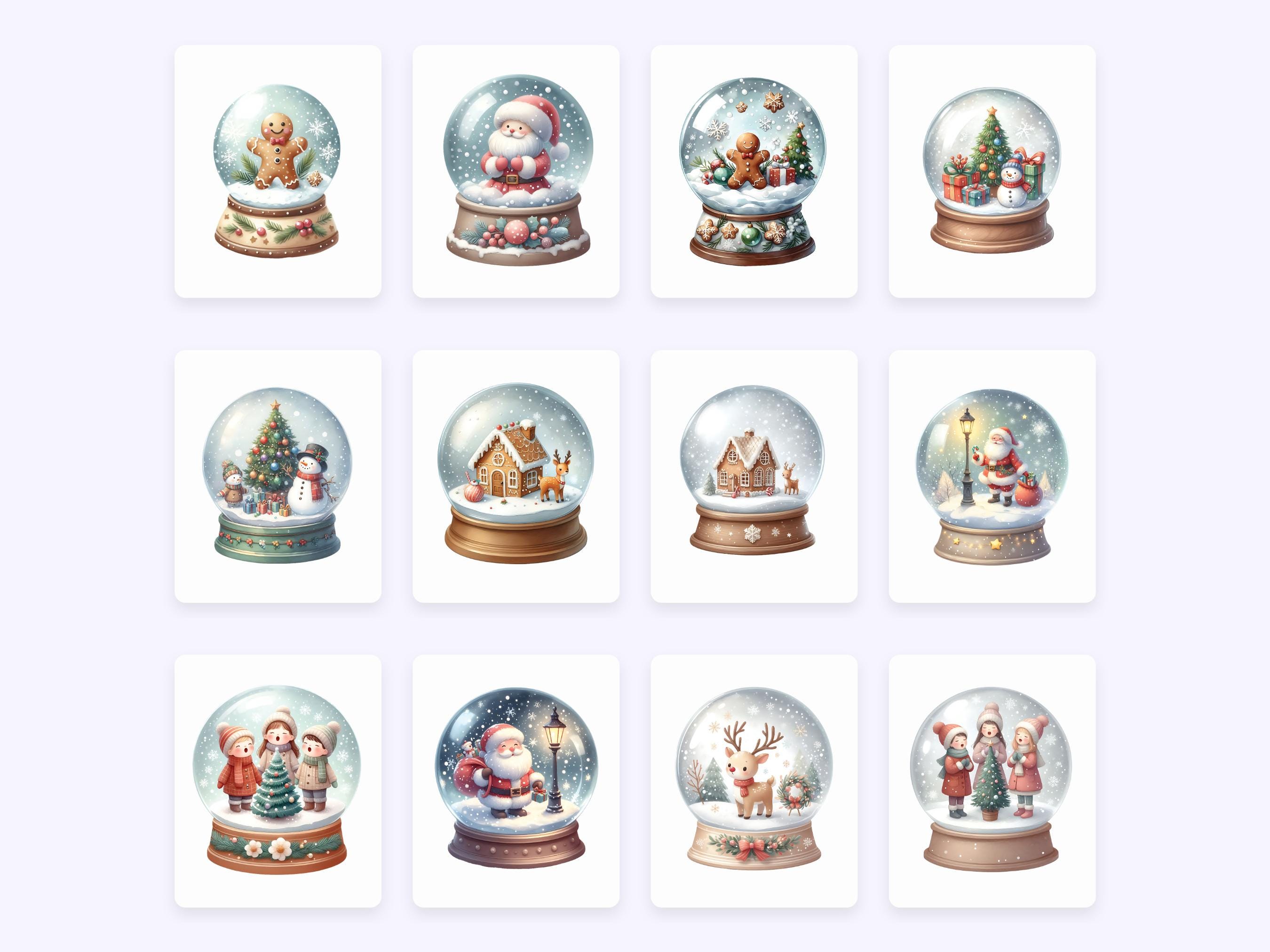 Watercolor Christmas Snow Globes Clipart Bundle (PNG) - Etsy