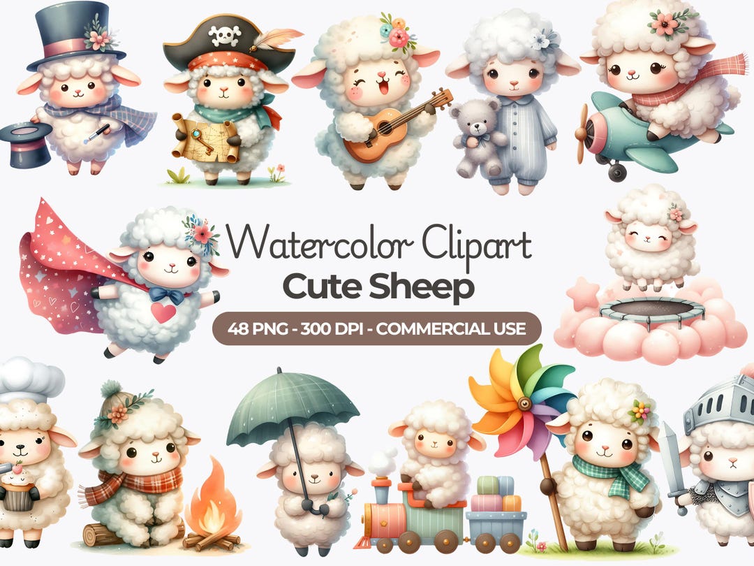 Watercolor Cute Sheep Clipart, Cute Sheep Png, Watercolor Sheep, Sheep ...