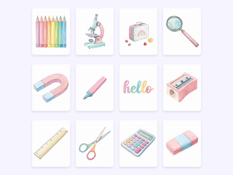 Pastel School Clipart, Back to School PNG, School Supplies, Teacher ...