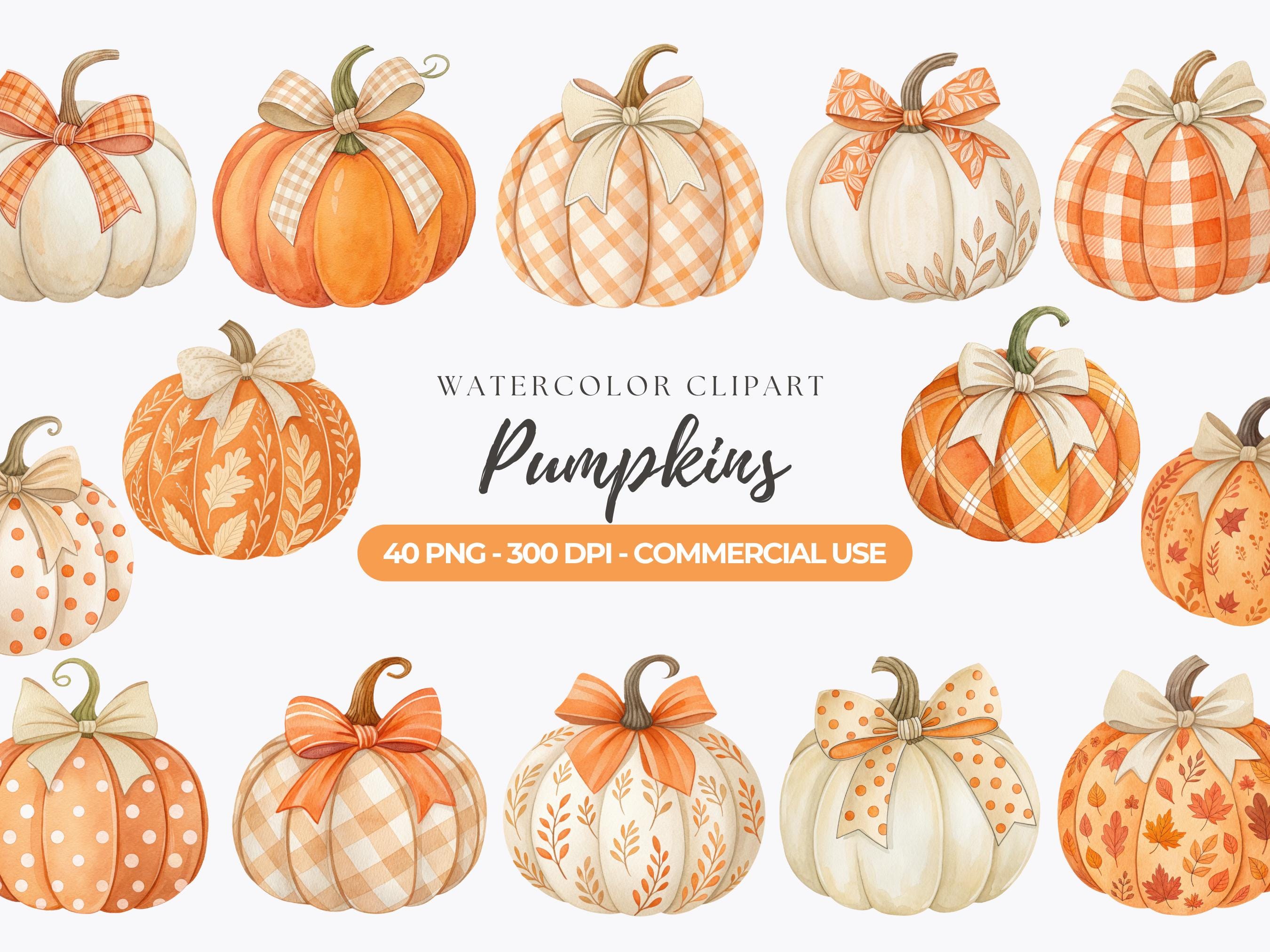 Watercolor Pumpkin Clipart, Fall Autumn PNG, Commercial Use - Etsy