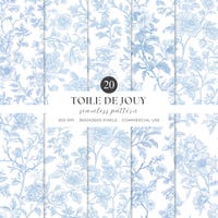 Wedding Floral Frame & Elegant Border | Gold and Blue Toile De Jouy and ...