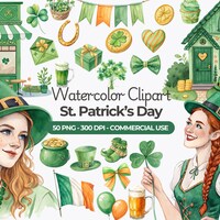 Watercolor Leprechaun Clipart, St Patricks Day Png, Watercolor, St ...