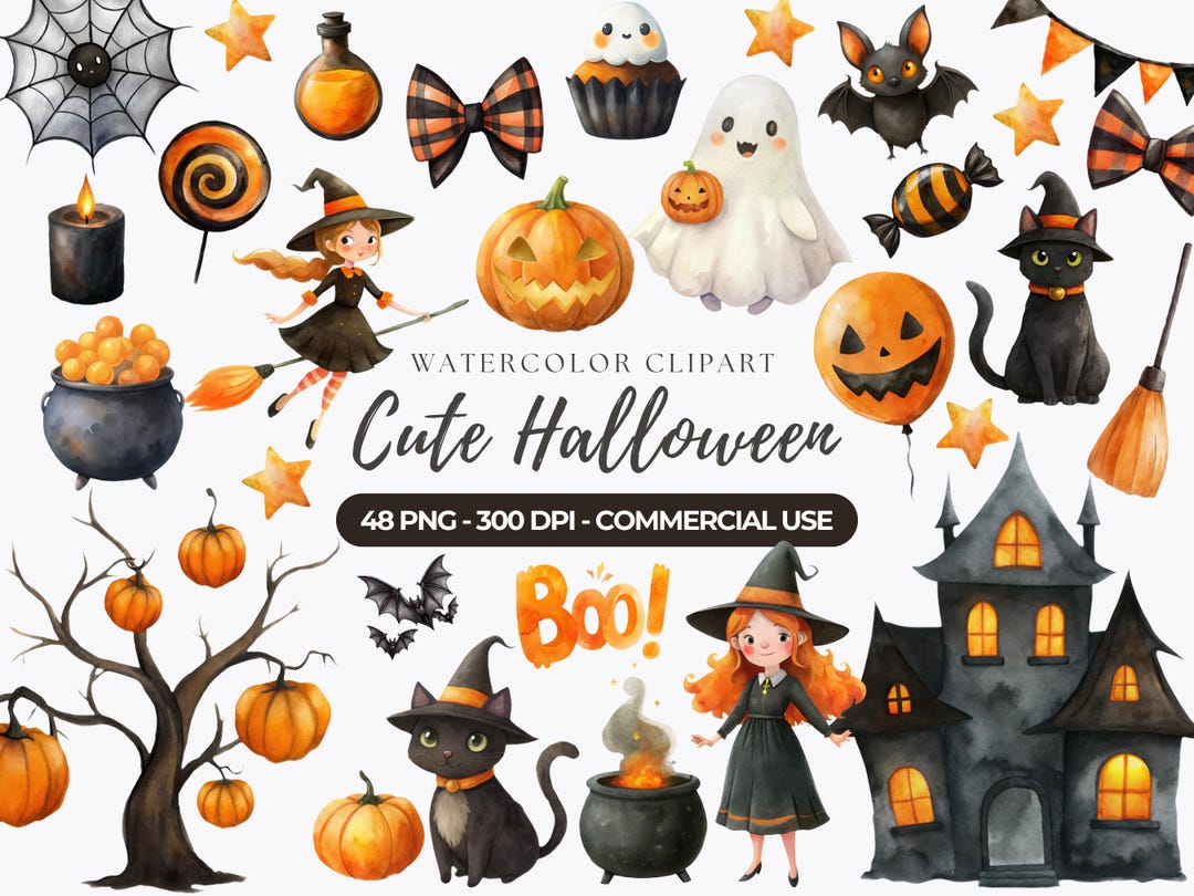 Halloween Clipart Set, Kids PNG Illustrations (commercial Use - Etsy