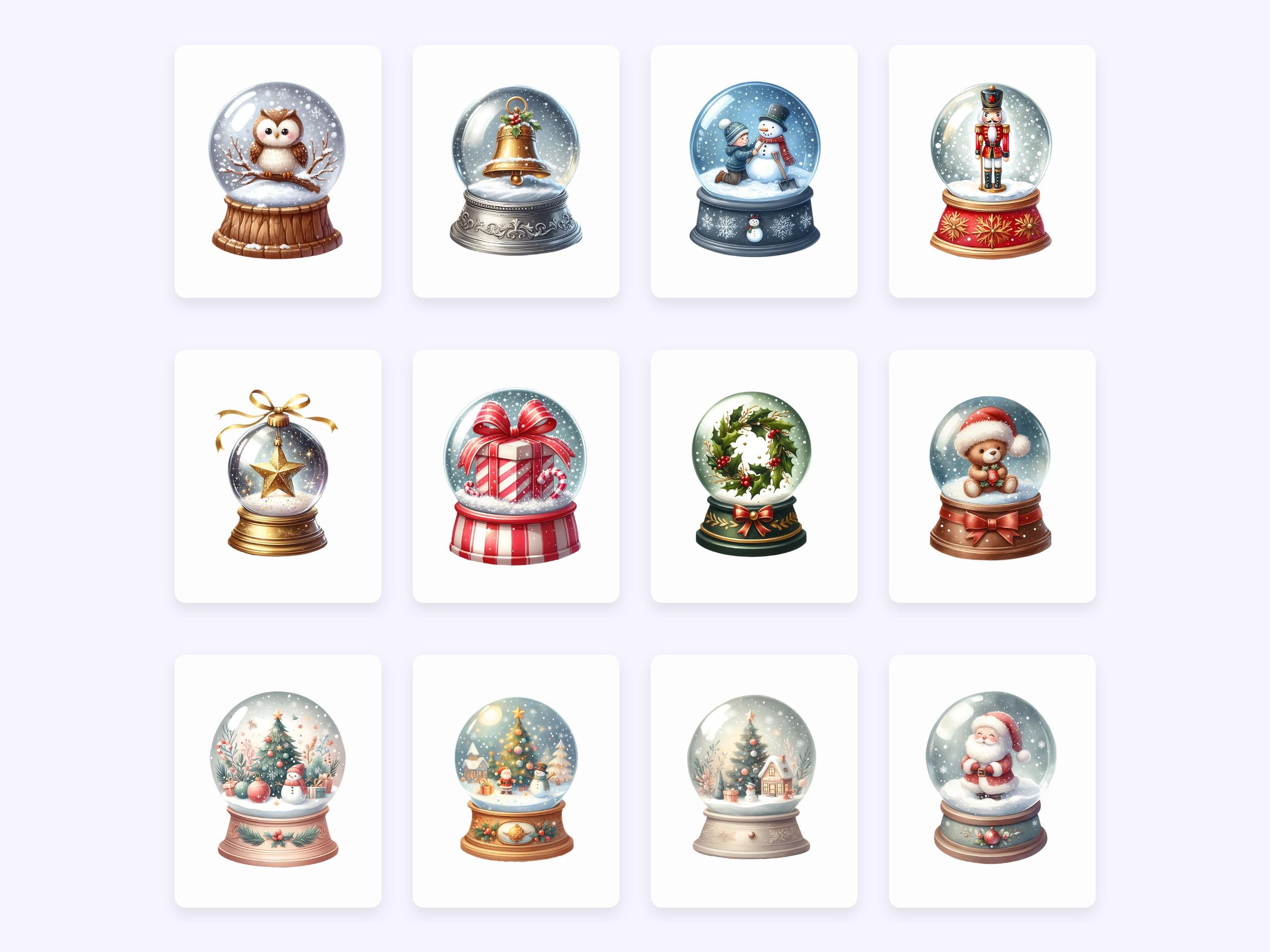 Watercolor Christmas Snow Globes Clipart Bundle (PNG) - Etsy