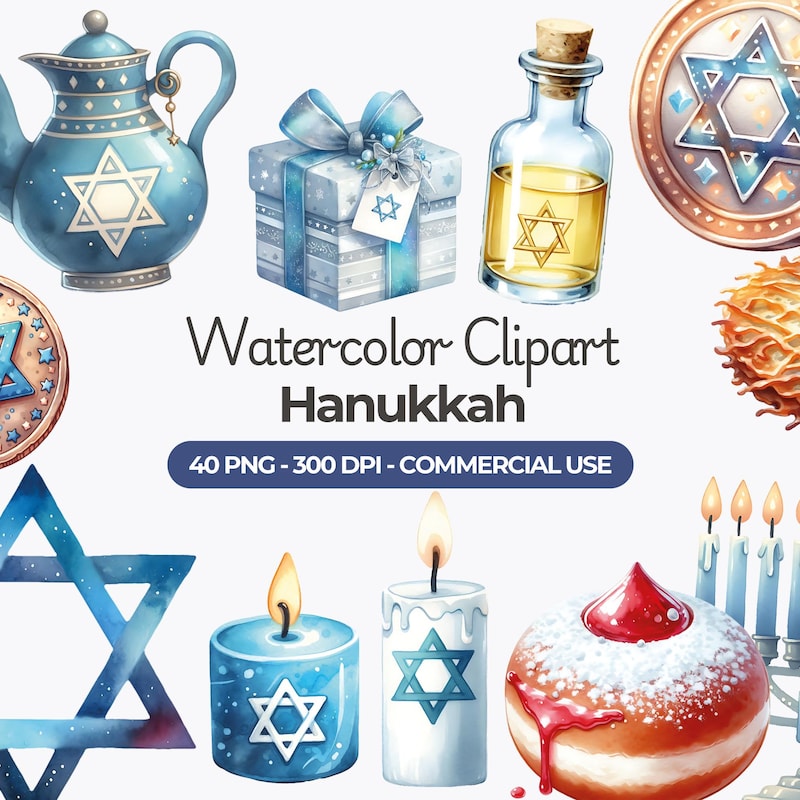 Watercolor Hanukkah - Etsy