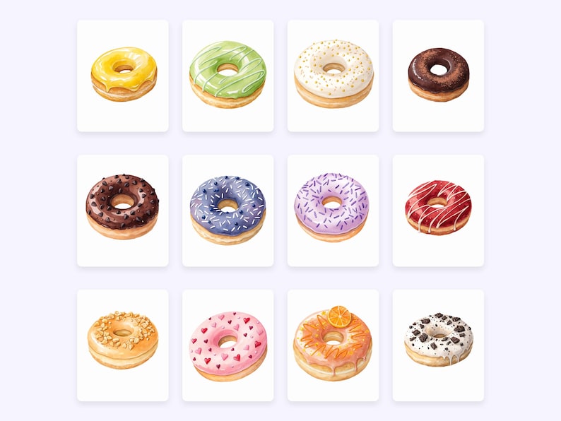 Watercolor Donuts Clipart, PNG, Food Graphics (commercial Use) - Etsy ...