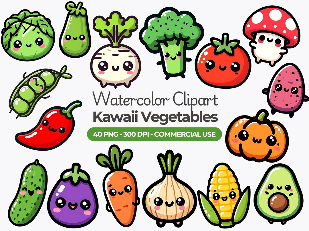 Kawaii Cute Vegetables Clipart, Cute Vegetable PNG, Vegan Clipart ...