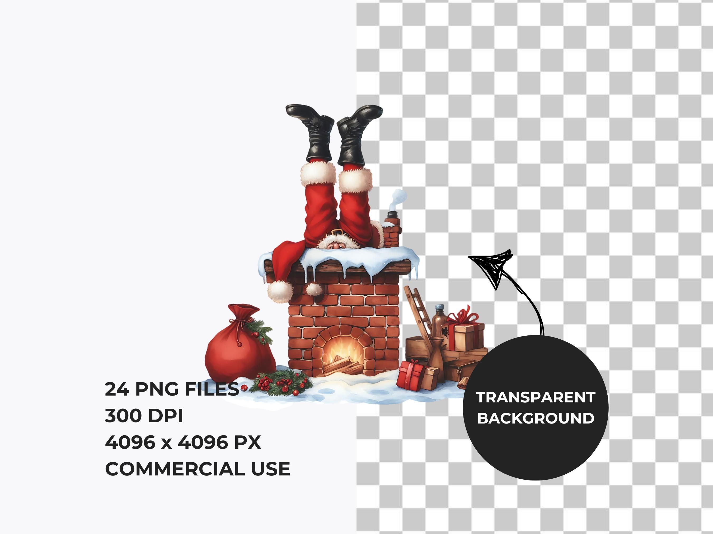 Santa Stuck in Chimney Clipart, Santa Stuck up the Chimney, Santa ...