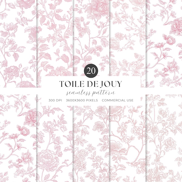 Wallpaper Pink Toile - Etsy UK