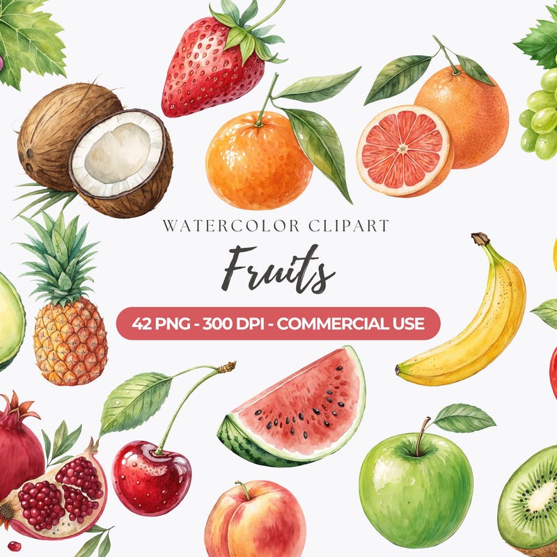 Watercolor Fruit Template - Etsy