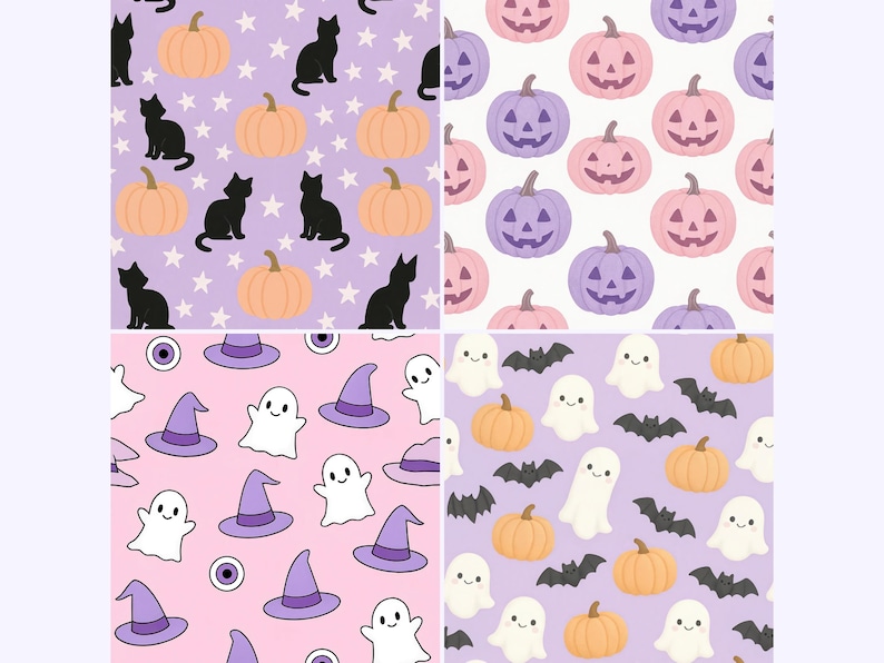Pastel Halloween Seamless Pattern, Pastel Halloween Digital Paper ...