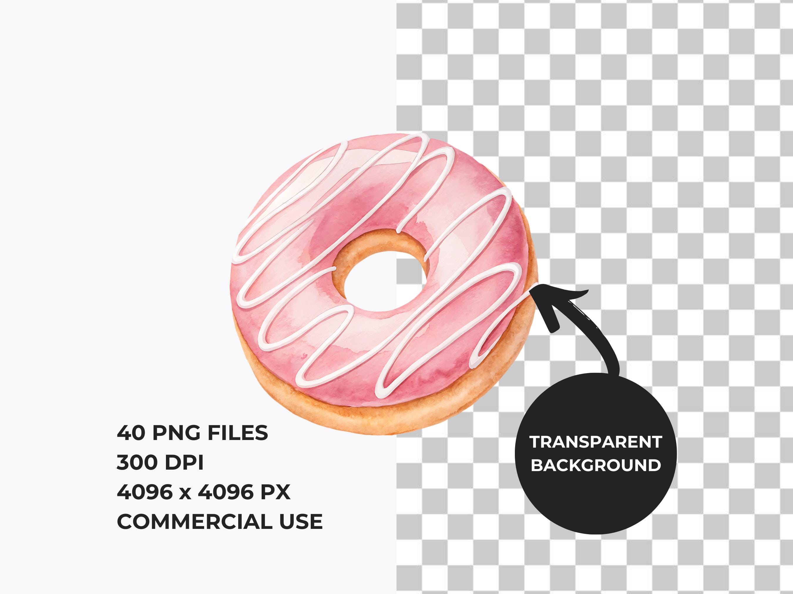 Watercolor Donuts Clipart, Donuts PNG, Food Clipart, Cute Donuts, Pink ...