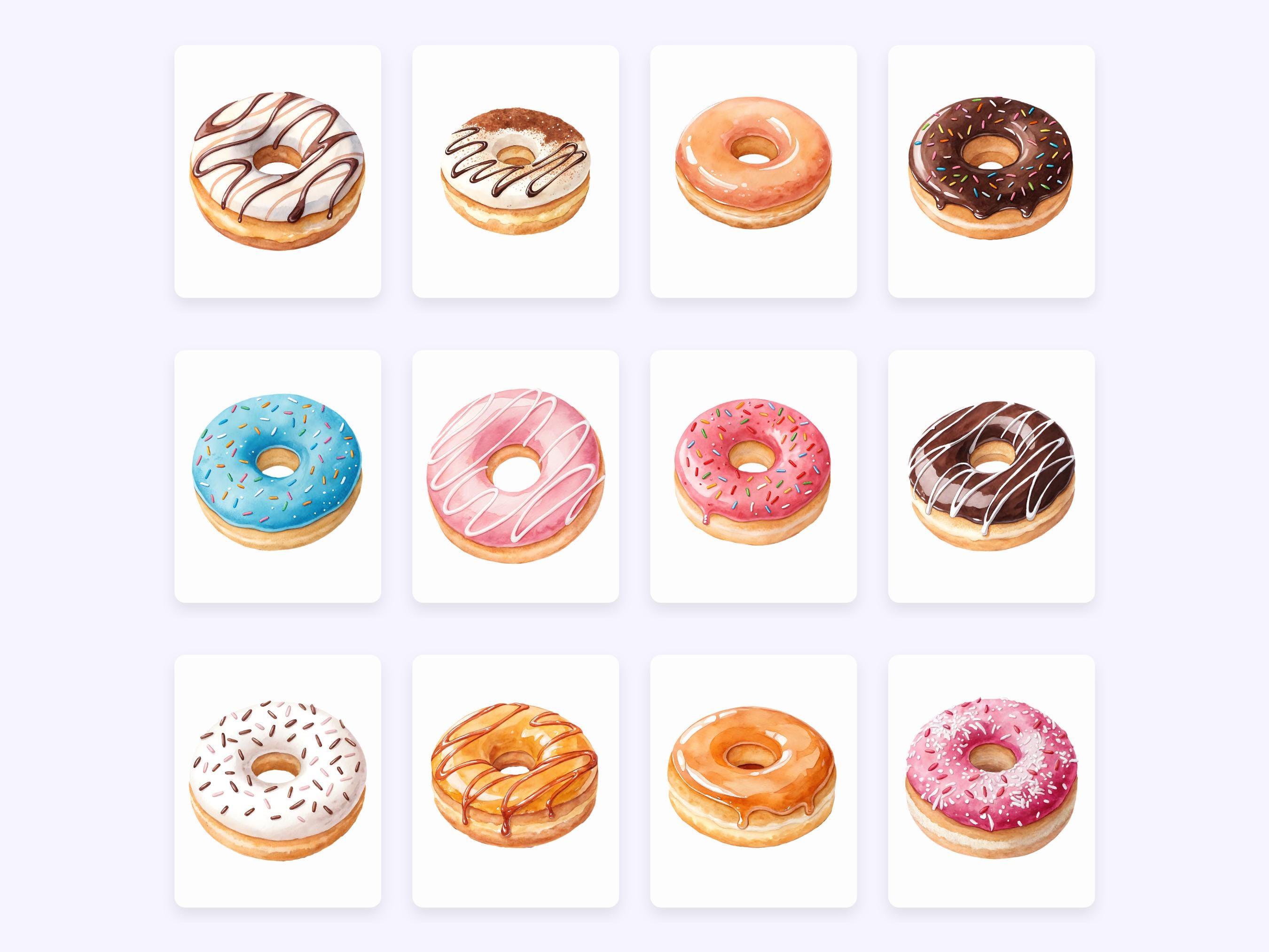 Watercolor Donuts Clipart, Donuts PNG, Food Clipart, Cute Donuts, Pink ...