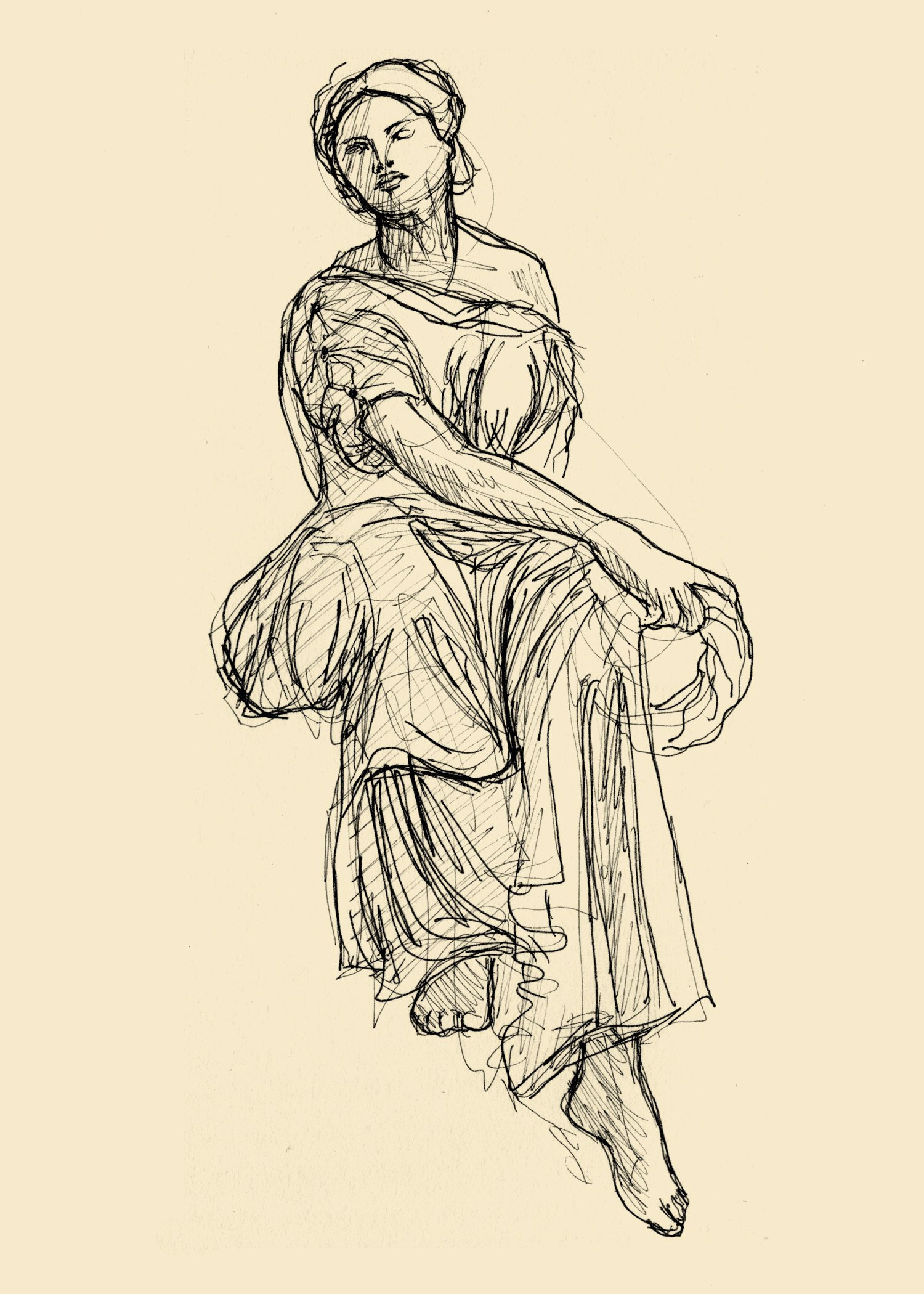 Statue in the Greek Style, 7x5 Print of Original Pen and Ink Drawing ...