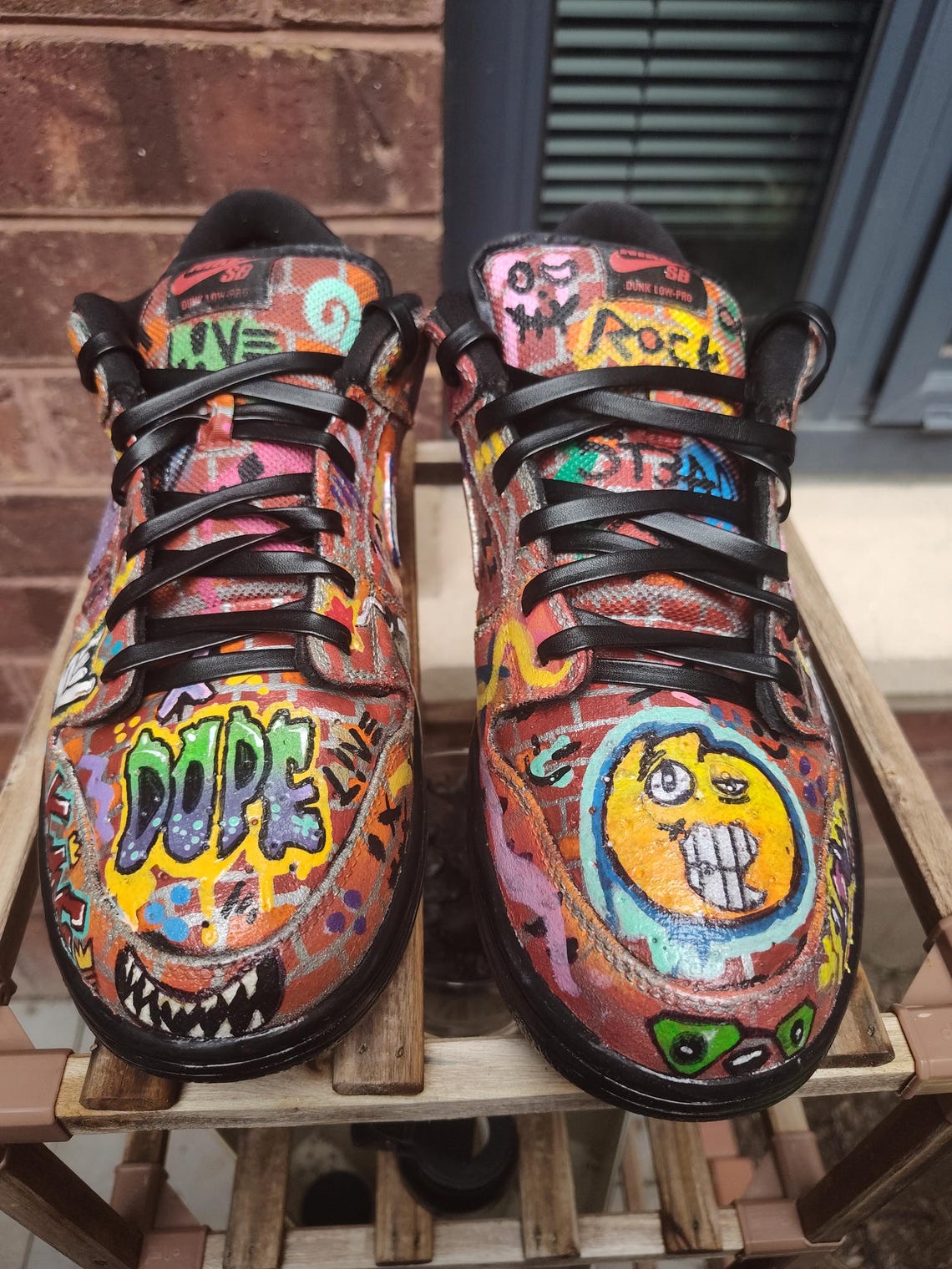 Brick Graffiti Customized SB Dunks Mens 11.5 US - Etsy