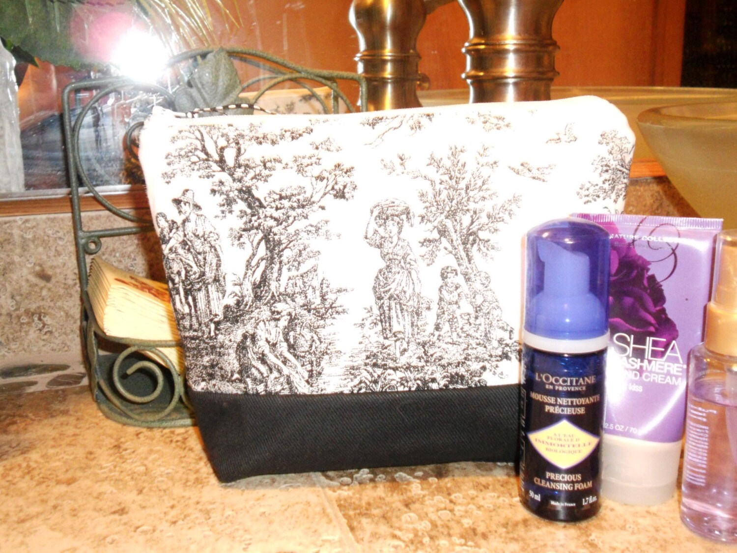 Black and White Toile Toiletry Bag / Make up Bag / Cosmetics / - Etsy