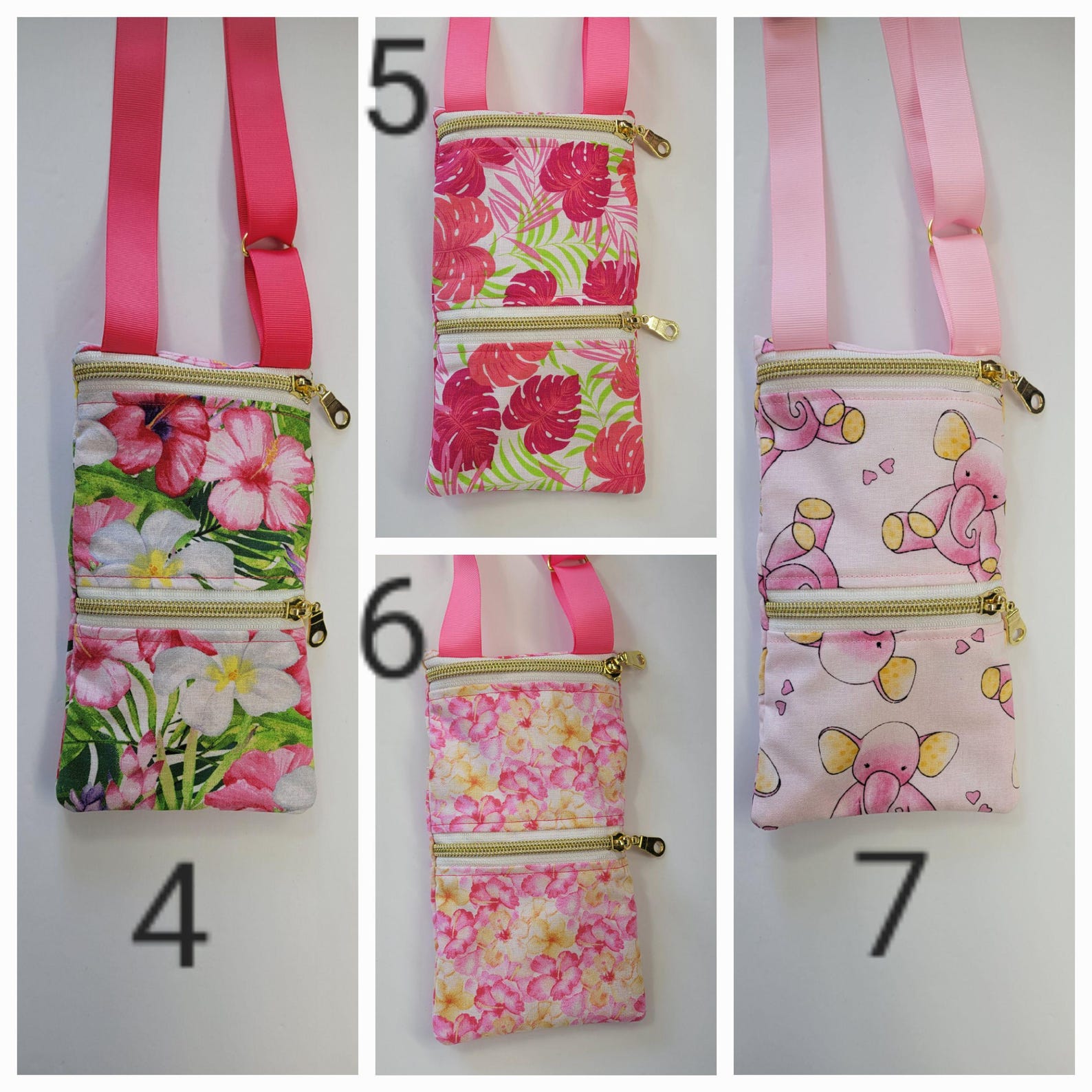 Cell Phone Crossbody Pouch. Handmade Fabric Phone Bag. Multiple Pockets ...