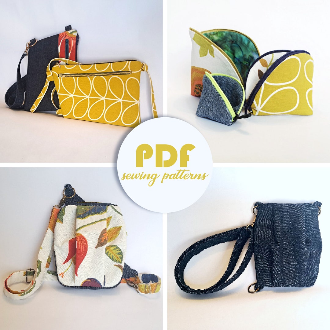 4 Bag Pattern Bundle, PDF Sewing Pattern + Instructions, Crossbody Bag ...