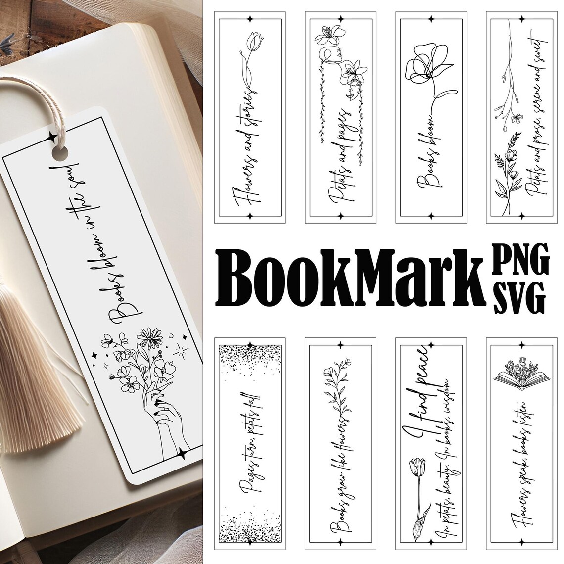 Bookmark SVG Bundle, Bookmark SVG PNG, Bookmark Quote Svg, Printable ...