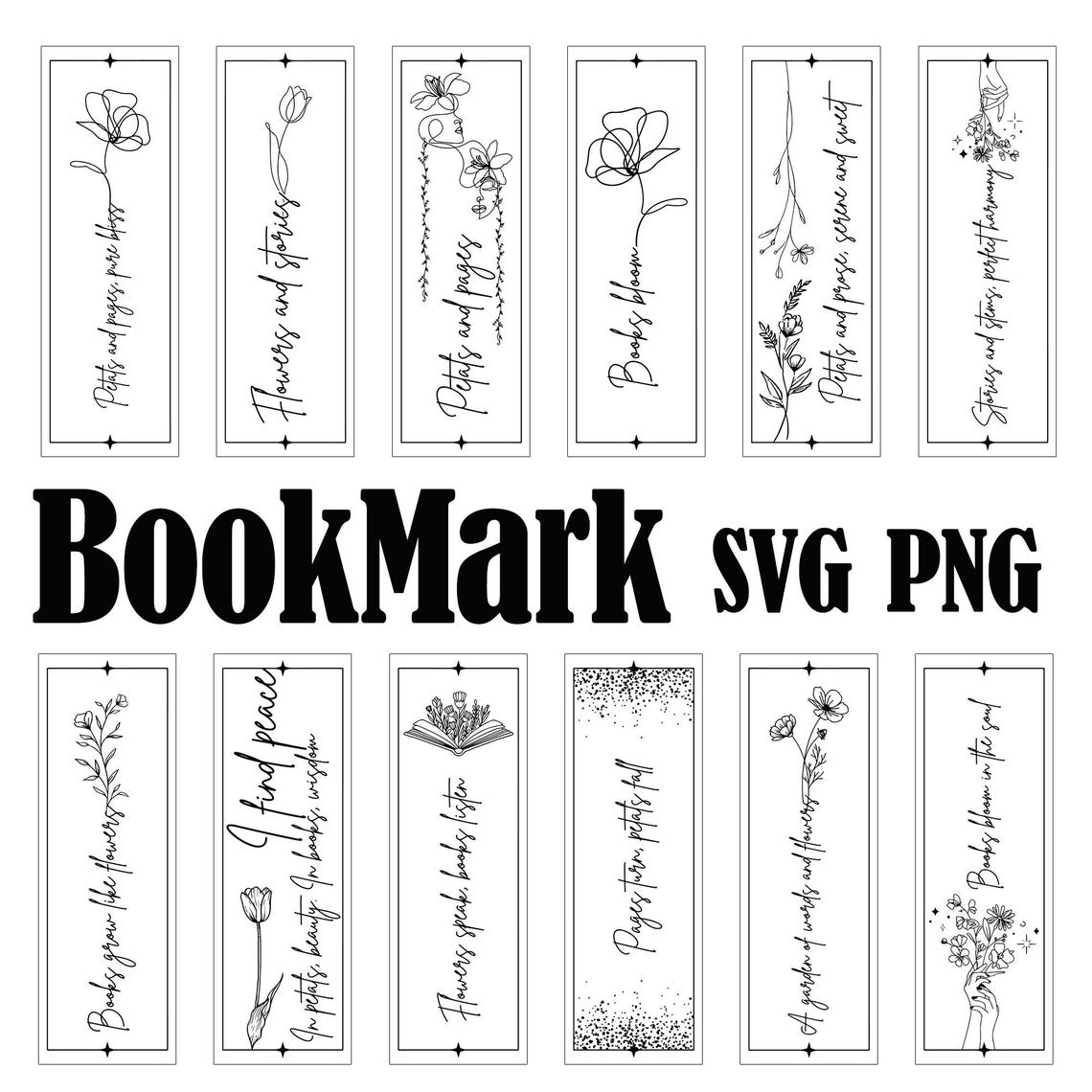 Bookmark SVG Bundle, Bookmark SVG PNG, Bookmark Quote Svg, Printable ...