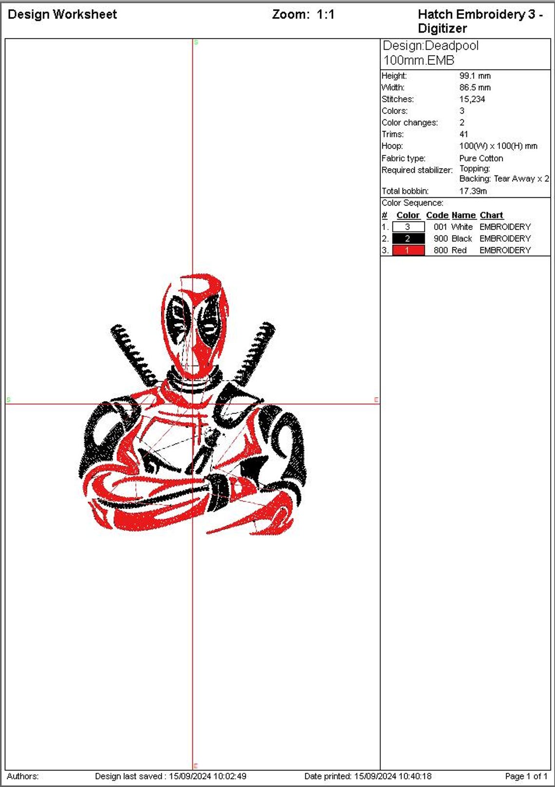 Deadpool Embroidery Design – Instant Download | 99.1mm X 86.5mm ...