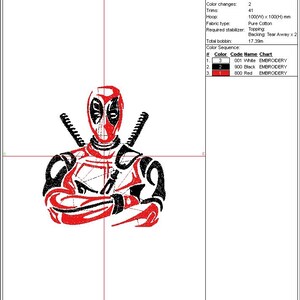Deadpool Embroidery Design – Instant Download | 99.1mm X 86.5mm ...