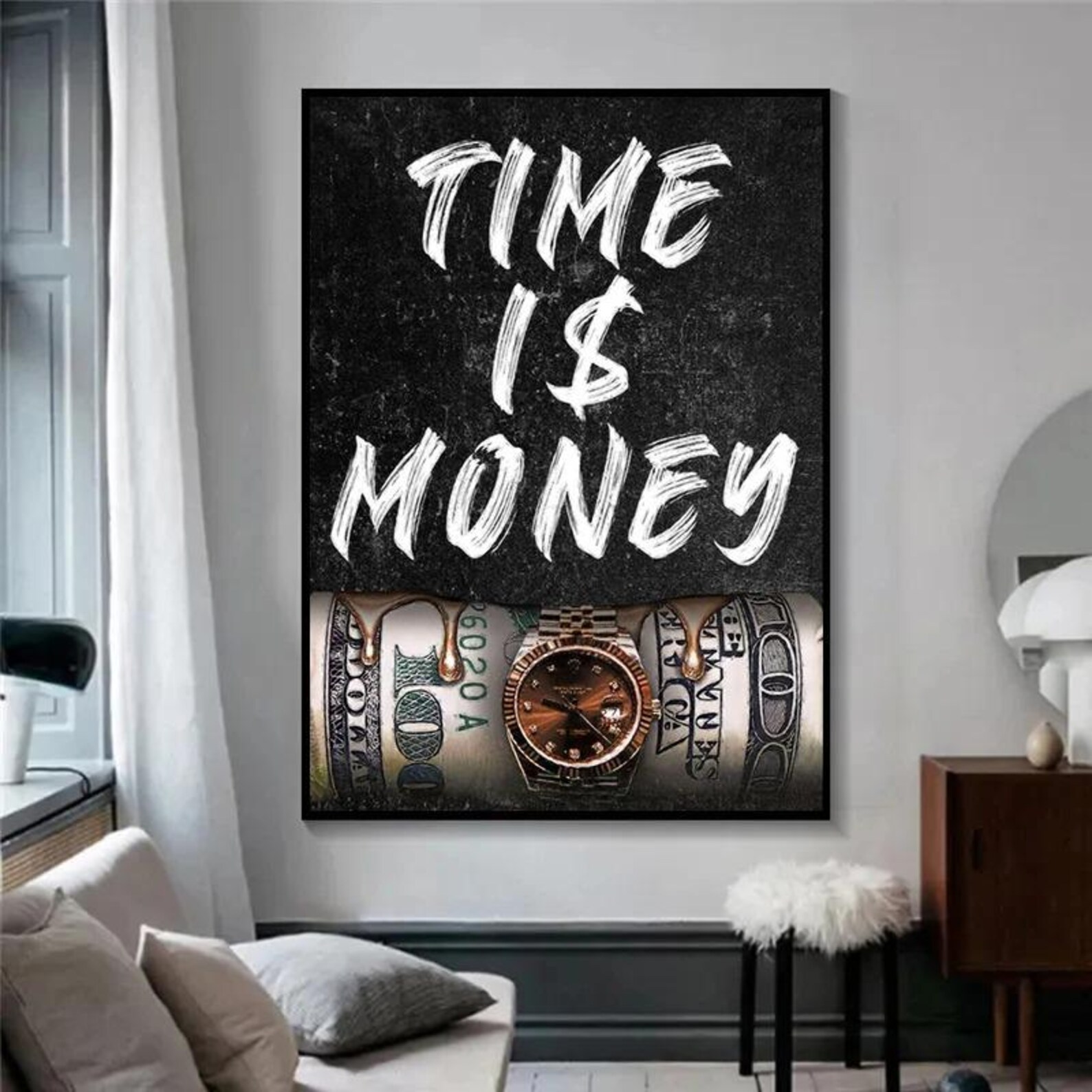 Time is Money Motivational Quote Canvas Painting Dollar Posters and ...